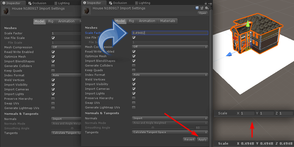 إعدادات عامل مقياس Unity 3D